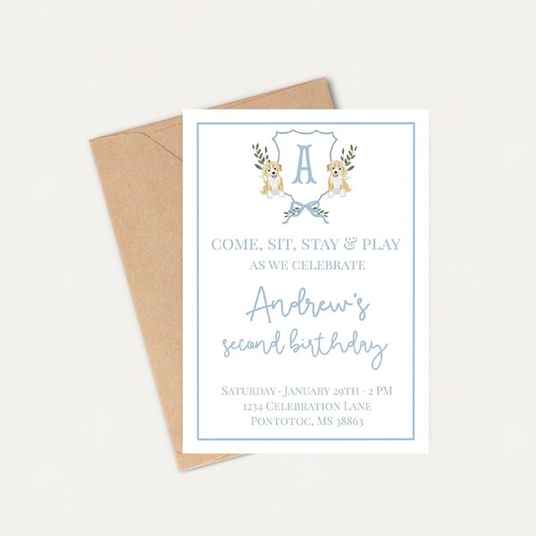 Come Sit Stay Birthday Party Invitation - Etsy UK