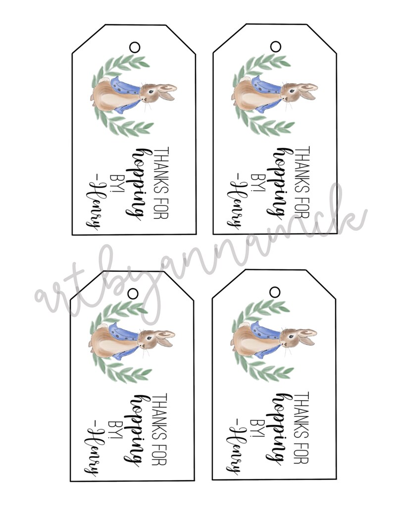 Peter Rabbit Birthday Favor Tags Printable Favor Tags | Etsy