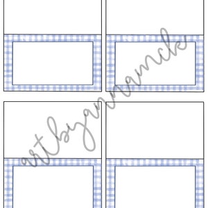 Blue Gingham Food Labels Food Tent Cards Birthday Party Place Cards ...