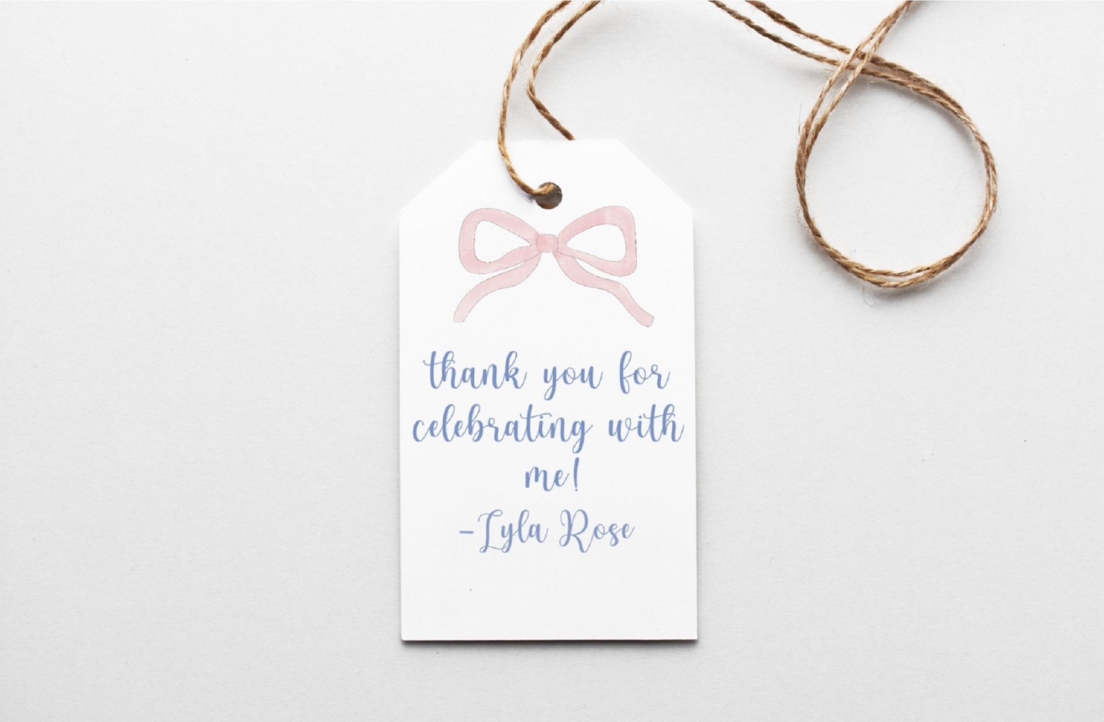 Pink Bow Favor Tags Printable Favor Tags Girl's First | Etsy