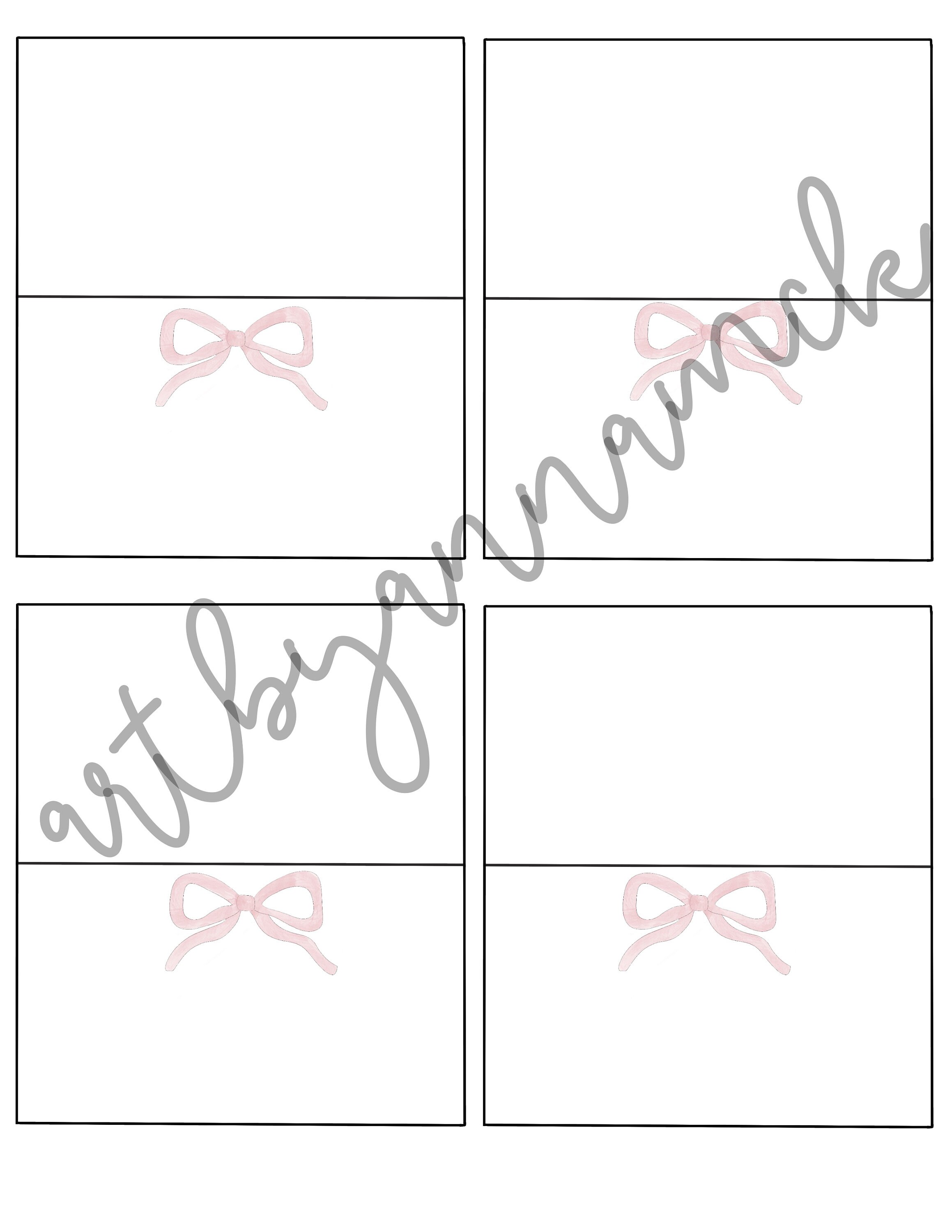 Pink Bow Food Labels Food Tent Cards Birthday Party Place | Etsy