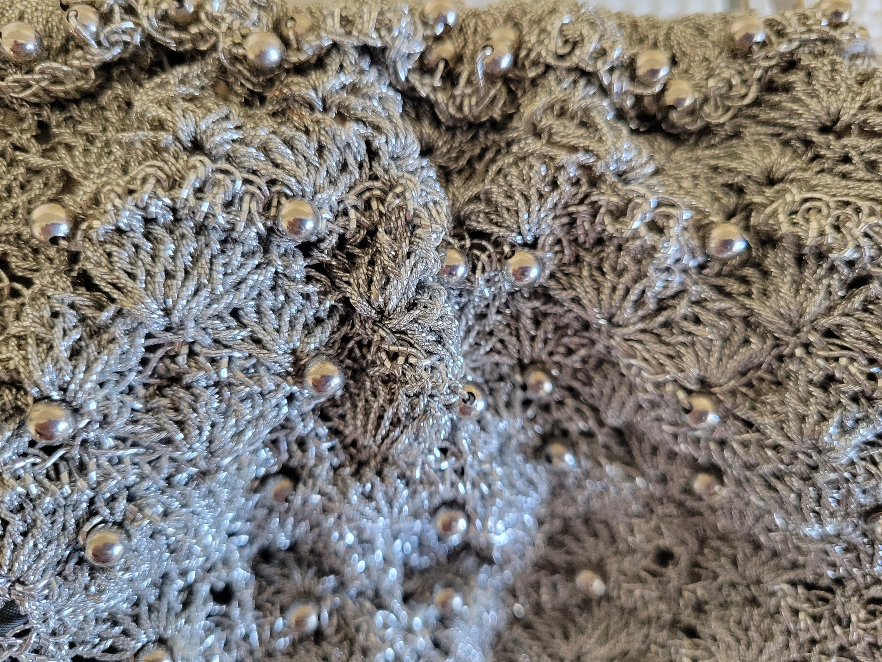 Vintage 1950s Silver Metallic Thread Crocheted Handbag Criss | Etsy