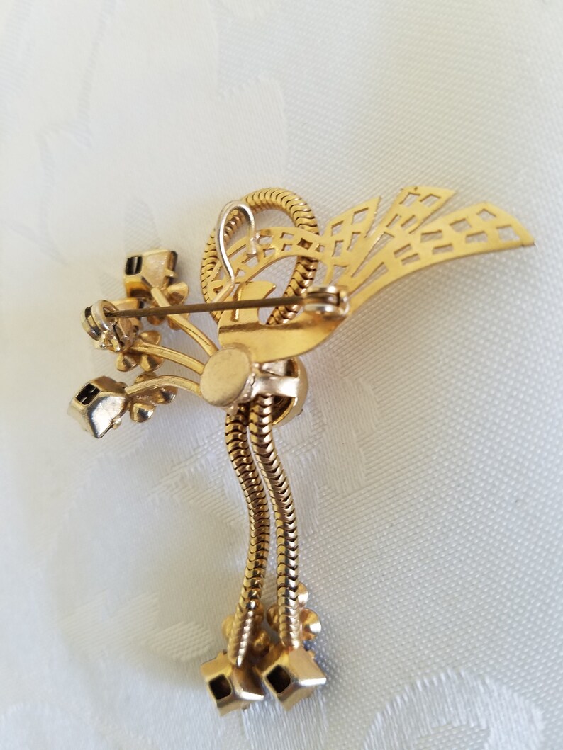 Vintage 1940s Pendant Brooch And Earring Set Goldtone With | Etsy