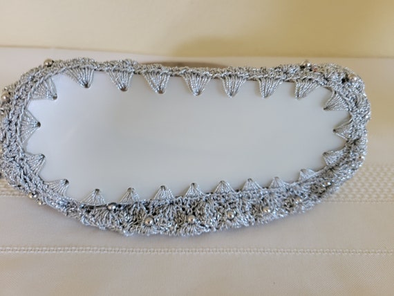 Vintage 1950s Silver Metallic Thread Crocheted Handba… - Gem