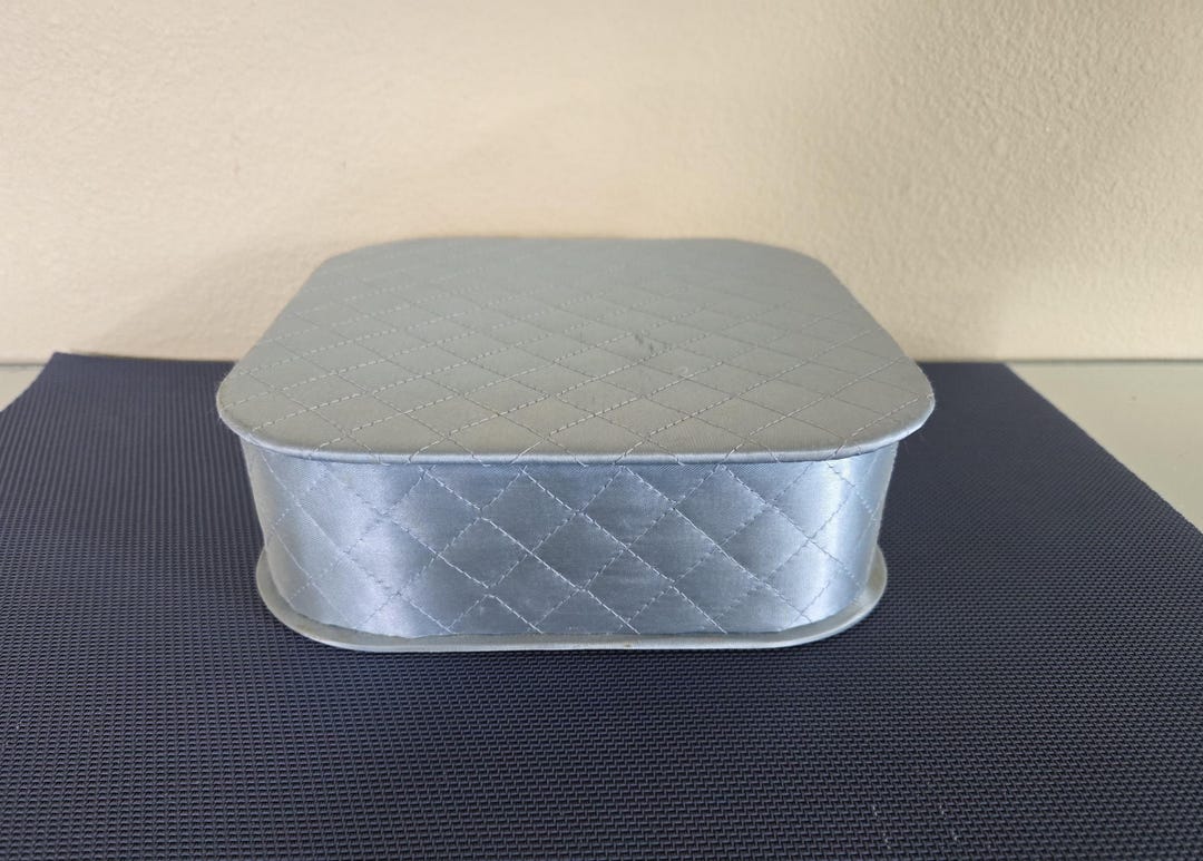 Vintage 1950s Blue Satin Quilted Handkerchief Box With Lid, Square ...