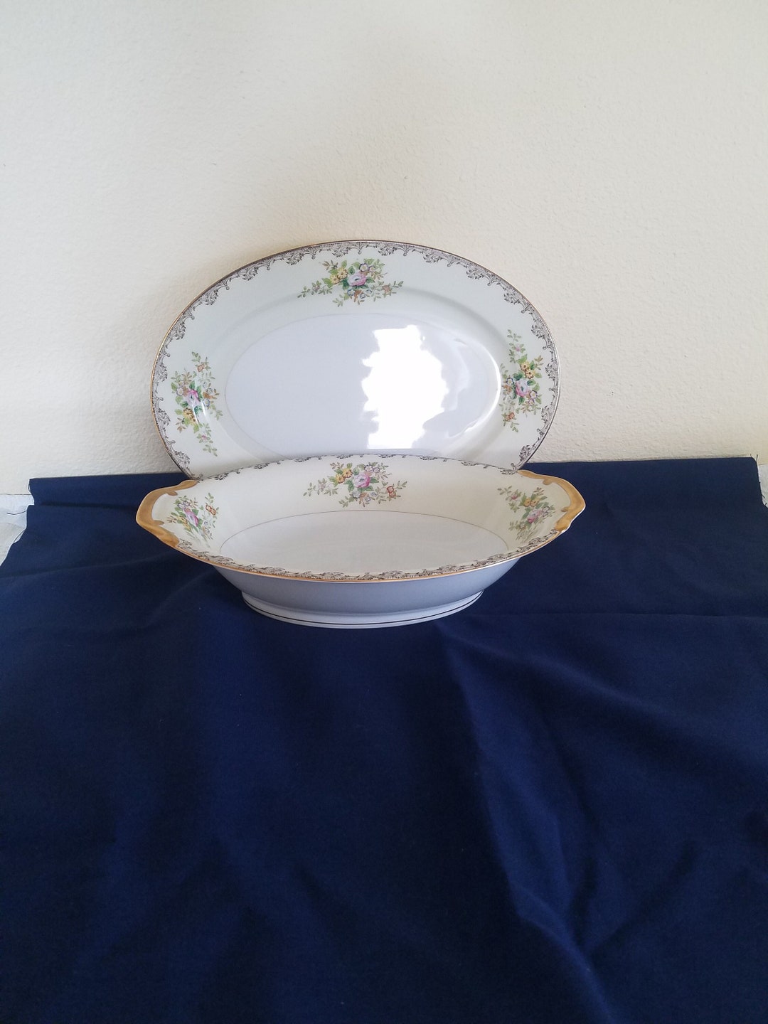 Vintage 1930s Meito China Porcelain Serving Platter and Bowl Set, Mei83 ...