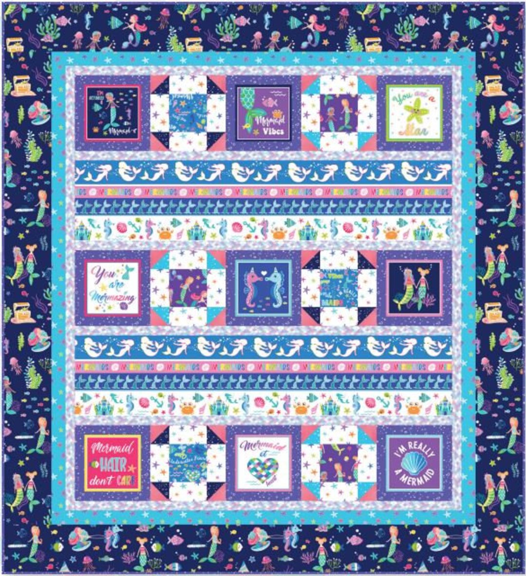 Mystical Mermaid Cotton Fabric Quilt Kit - Mystical Mermaid Collection ...