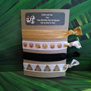 Emojis Poop Smiley Faces Elastic Hair Ties Set / Funny / Cartoon ...