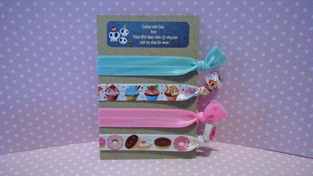 Cupcake /sweet Tooth Theme Elastic Hair Ties Set / Donuts / Junk Food ...