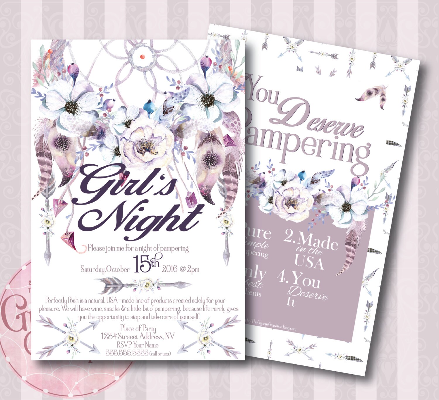 Perfectly Posh Invitation Postcards, Boho Dream - Etsy