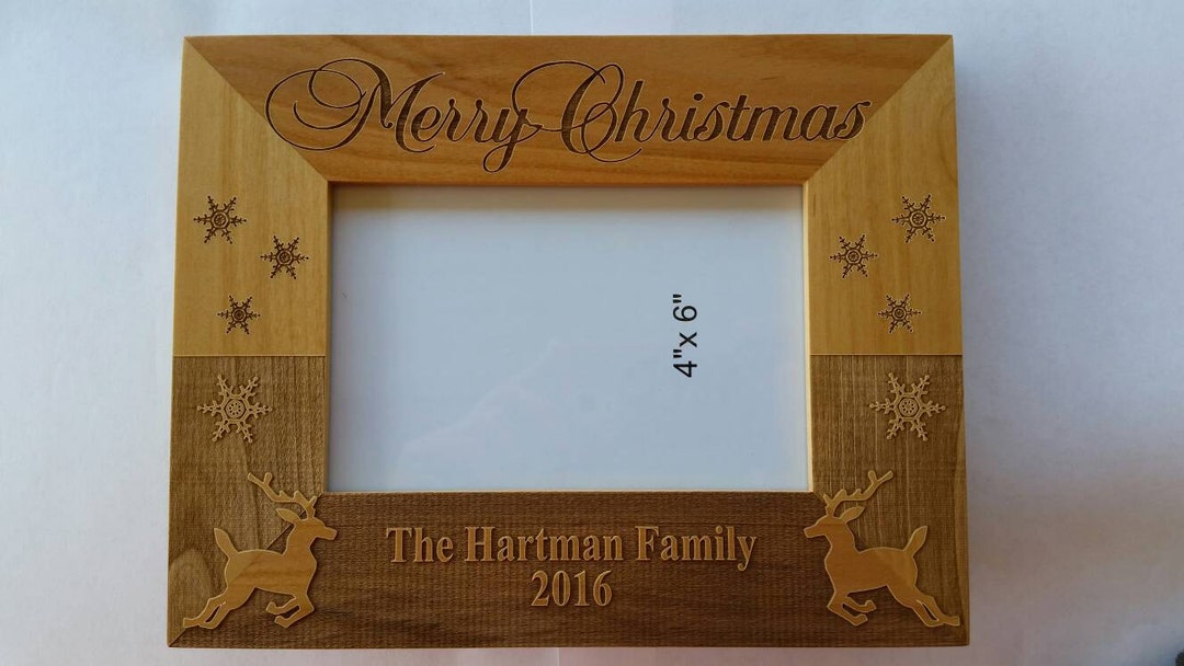 Personalized Laser Engraved Alder Wood Picture Frame Merry Christmas ...