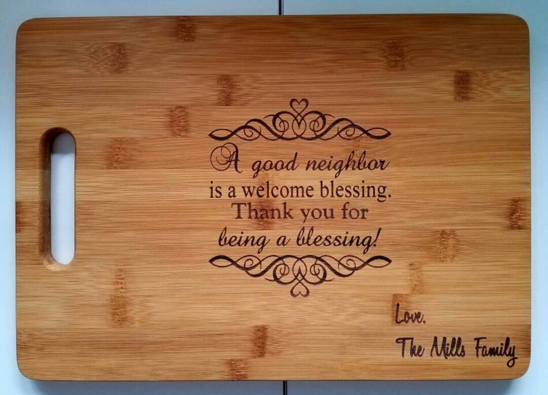 Neighbors Gift Personalized Family Lastname Cutting Board Kitchen ...