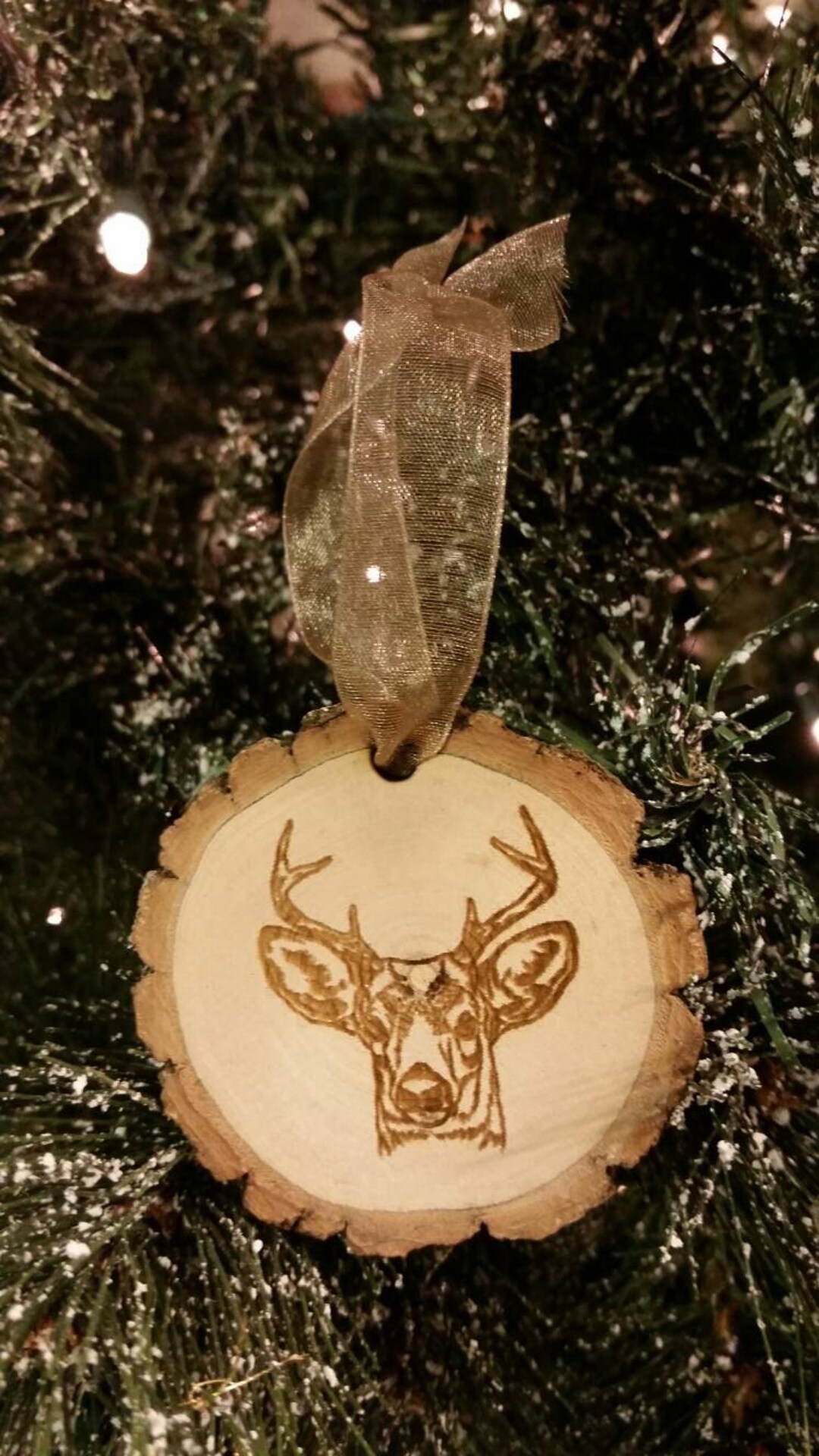 Rustic Wood 6 Point Buck Deer Christmas Ornament Cabin Country Lodge ...