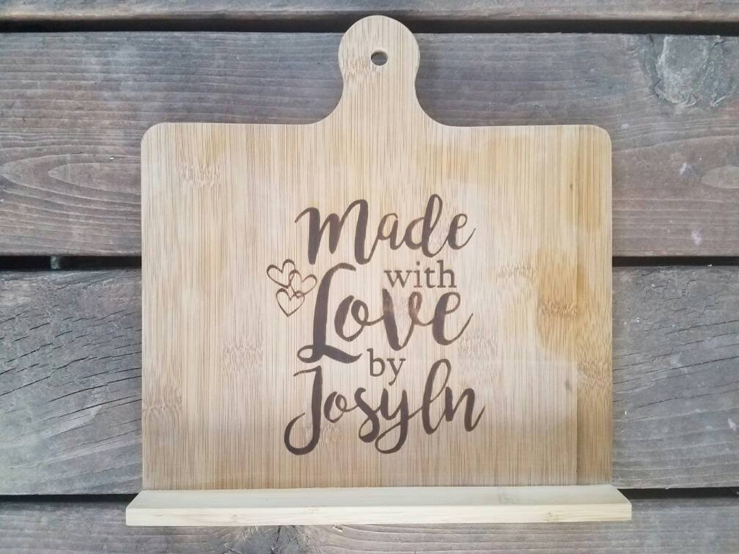 Personalized Engraved Chef Easel Recipe Book Stand Cutting Board ...