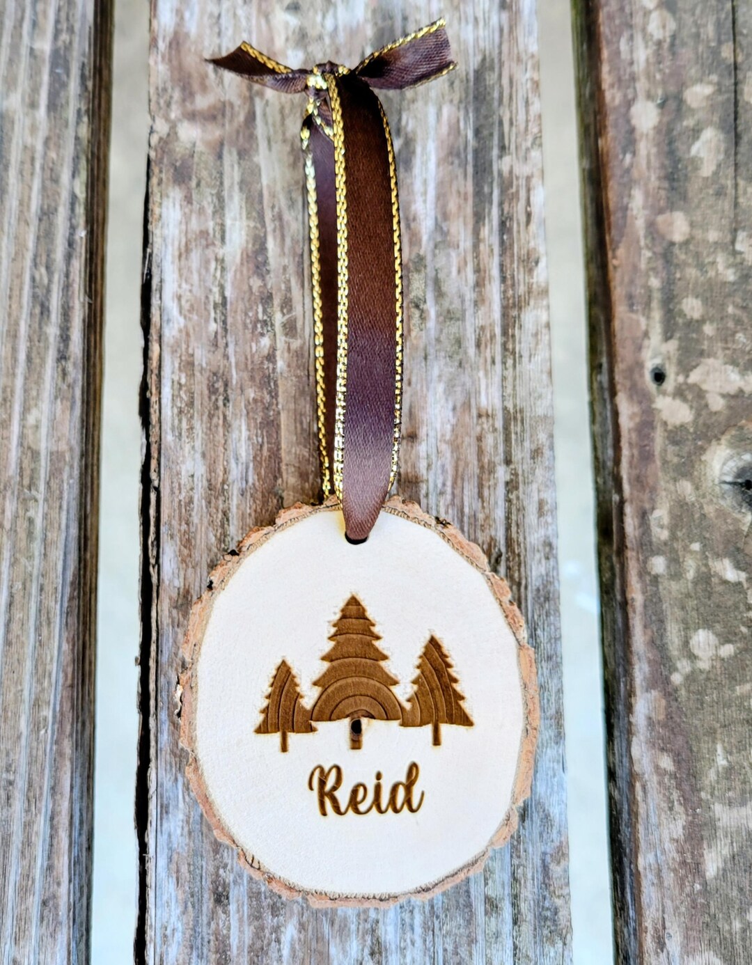 Custom Name With Christmas Tree Wood Ornament ~ Christmas Gift Tag ...