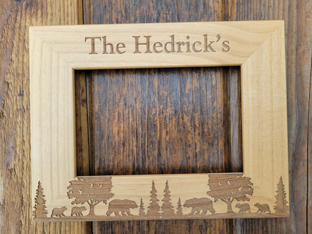 Woodsy Themed Personalized Picture Frame With Family Name, Cabin Decor ...