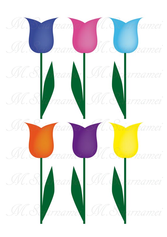 Tulips Spring Clip artPrintable Instant Download Tulip | Etsy
