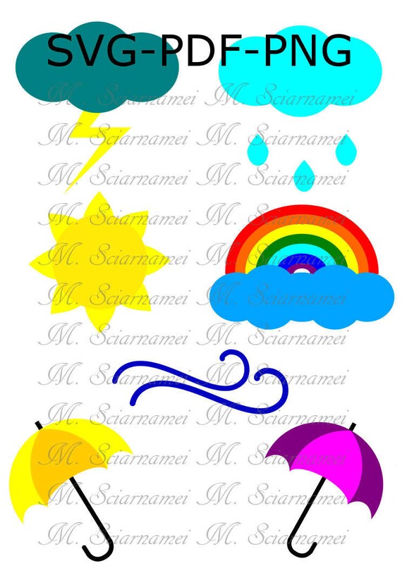 Weather Clipart Svg File Sublimation Graphicrainbow - Etsy