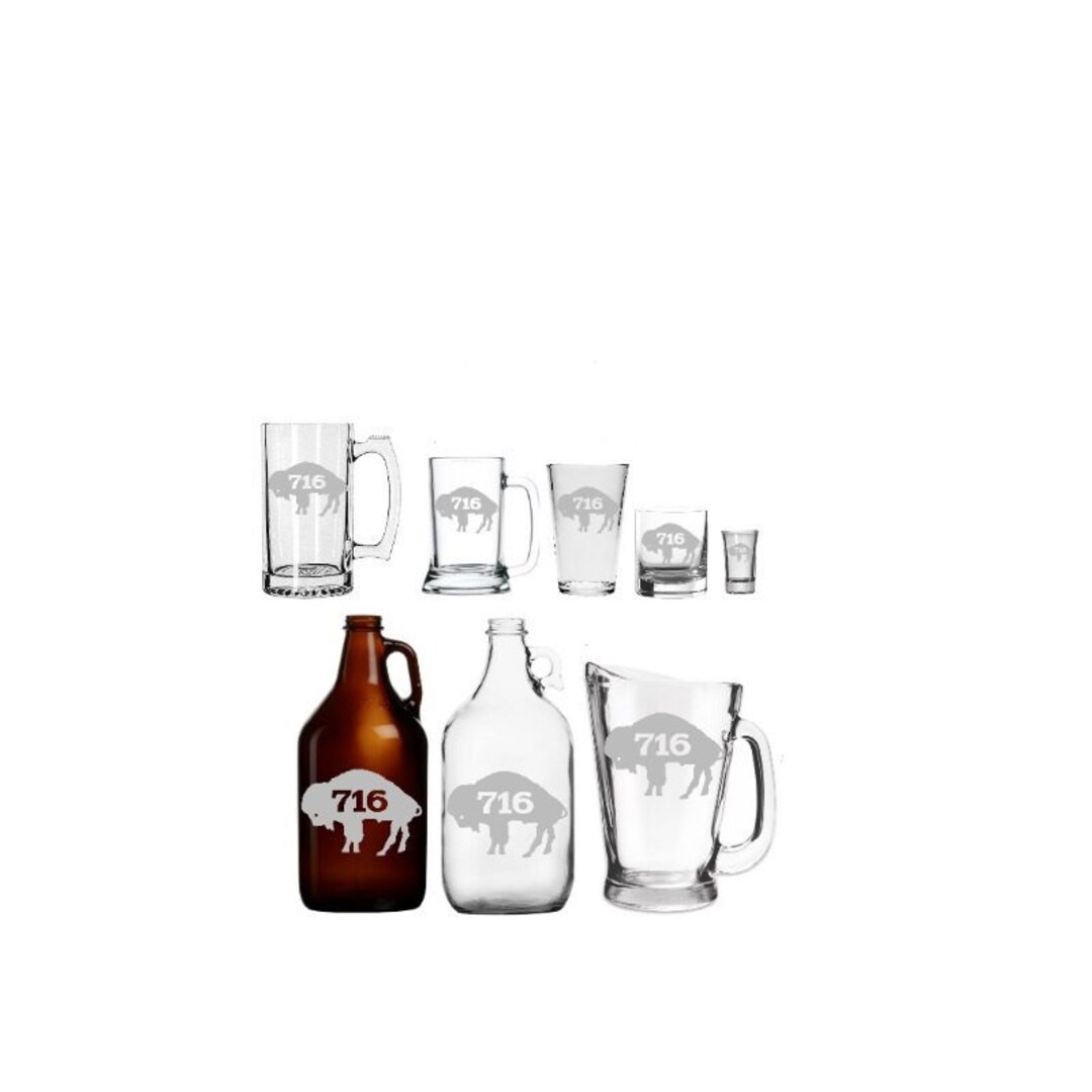 Buffalo 716 Hand-etched Glassware - Mug - Glass - Beer - Growler - Etsy