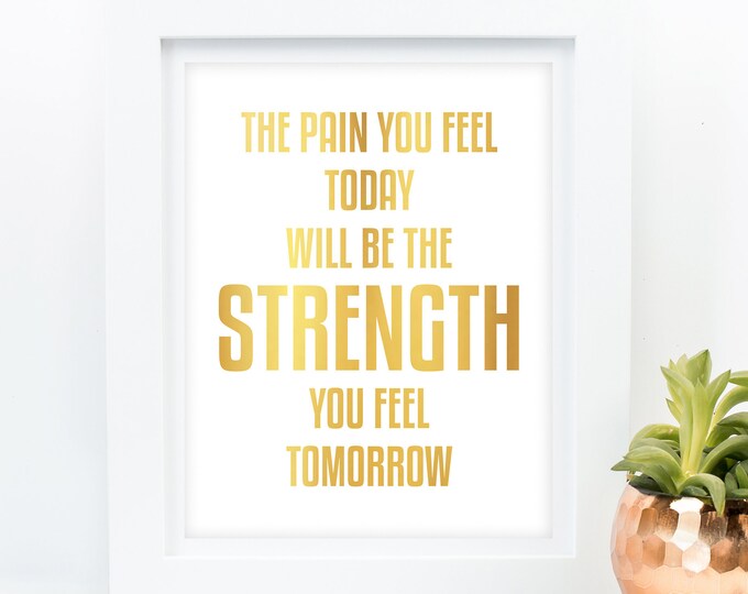 Gold Foil Motivational Quotes, Inspirational Wall Art Gym Sign, Gold ...