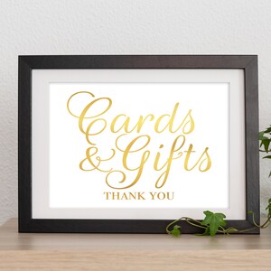 Cards and Gifts Sign Gold Foil Wedding Signage, Birthday Party Sign ...