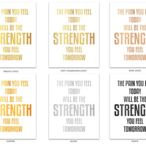 Gold Foil Motivational Quotes, Inspirational Wall Art Gym Sign, Gold ...