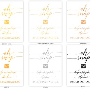 Oh Snap Custom Hashtag Sign, Capture the Love Social Media Sign ...