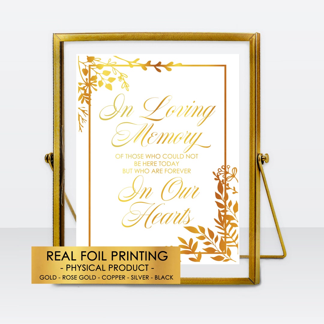 Gold Foil in Loving Memory Sign, Wedding Memorial Sign, Wedding Signs ...