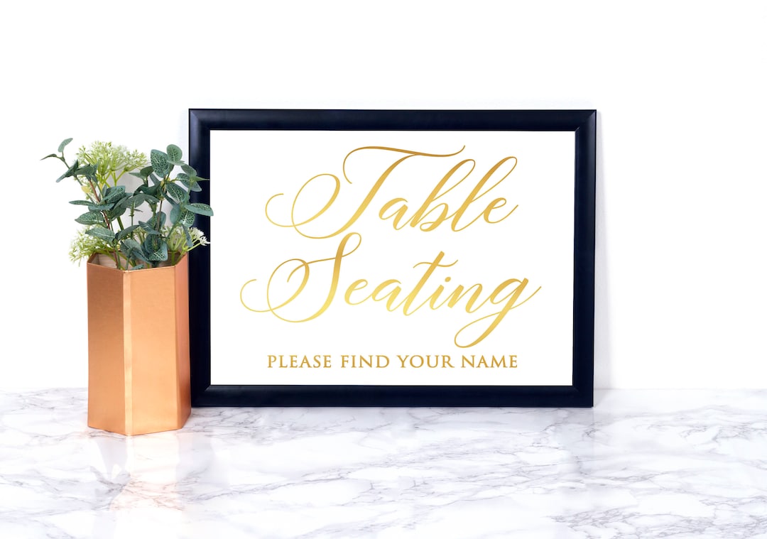Gold Table Seating Plan Wedding Sign, Gold Foil Print Poster, Elegant ...