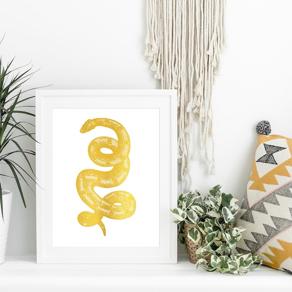Snake Art Gold Foil Print Ball Python Animal Prints Oddity | Etsy