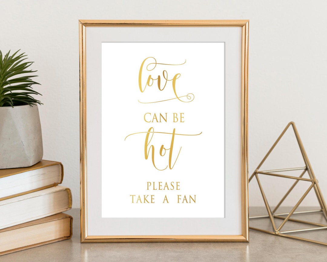 Unframed Gold Foil Wedding Program Fan Sign, Ceremony Decor Our Love is ...