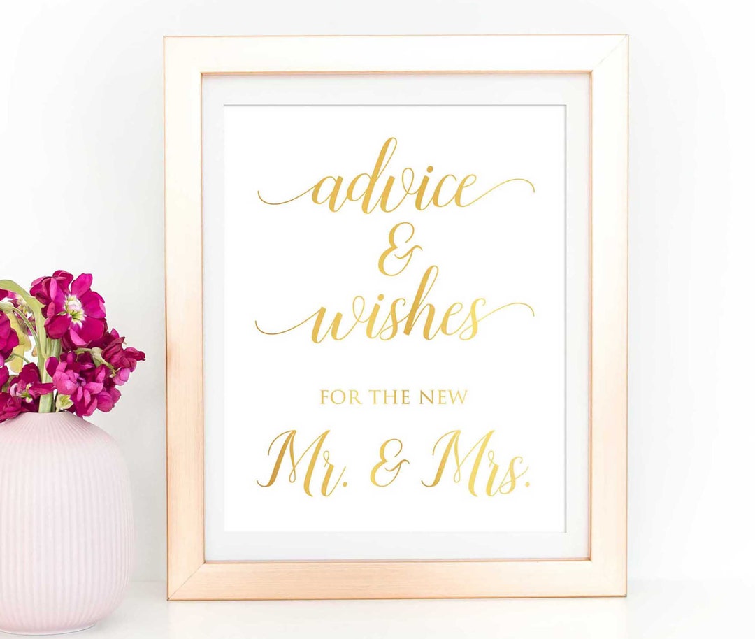 Wedding Advice for the Bride and Groom Sign Gold Foil Print - Etsy