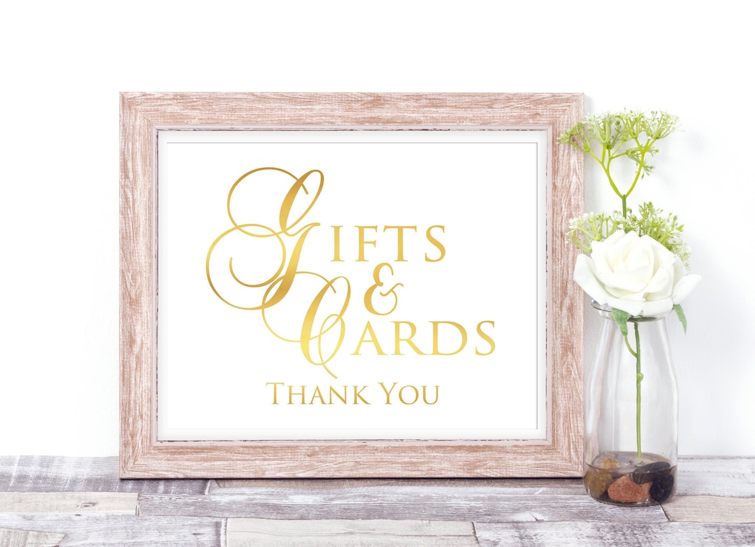 Card and Gift Sign, Gold Wedding Signs, Birthday Party Signage for ...