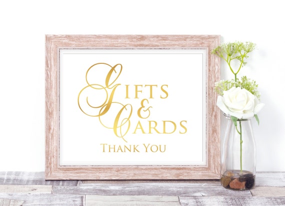 Card and Gift Sign Gold Wedding Signs Birthday Party Signage - Etsy