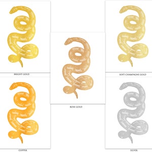Snake Art Gold Foil Print, Ball Python, Animal Prints, Oddity, Creepy ...