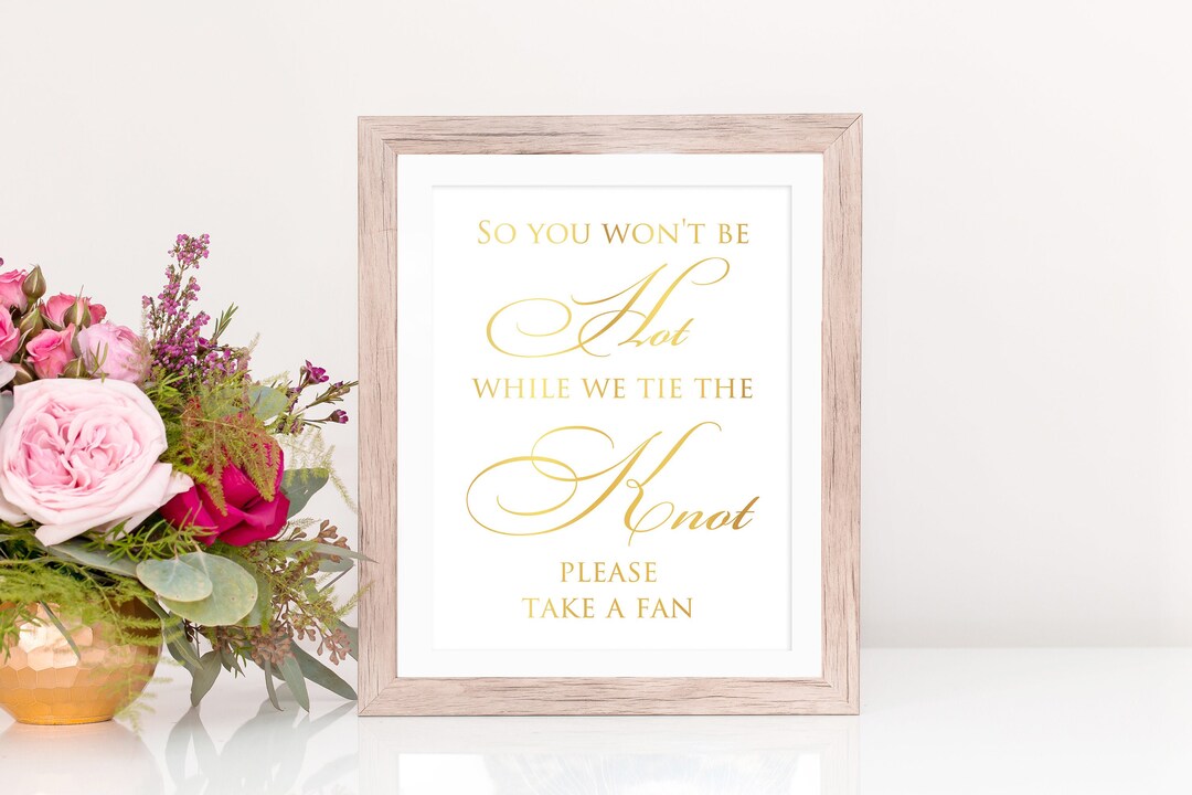 Wedding Fan Wedding Sign, Unframed Gold Foil Print, Wedding Program Fan ...
