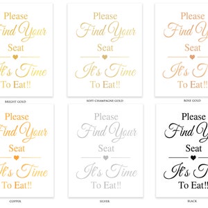 Please Find Your Seat It's Time to Eat Sign Gold Foil - Etsy