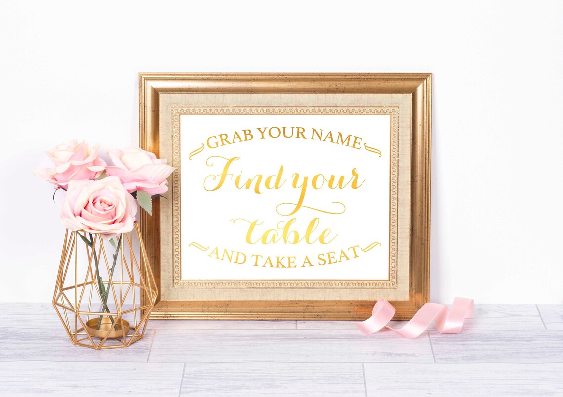 Foiled Gold Wedding Sign Find Your Table Sign Find Your Seat | Etsy