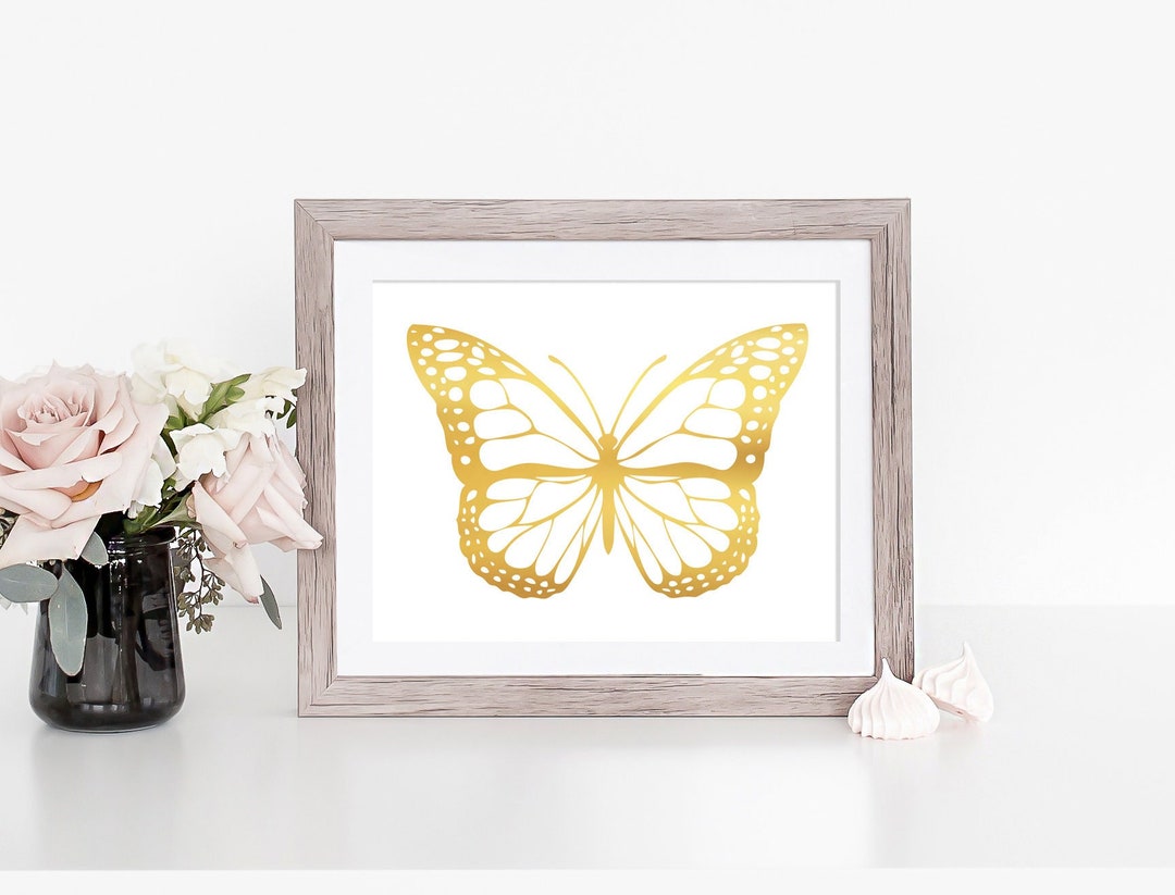 Butterfly Wall Art Gold Foil Prints Butterfly Artwork Poster - Etsy