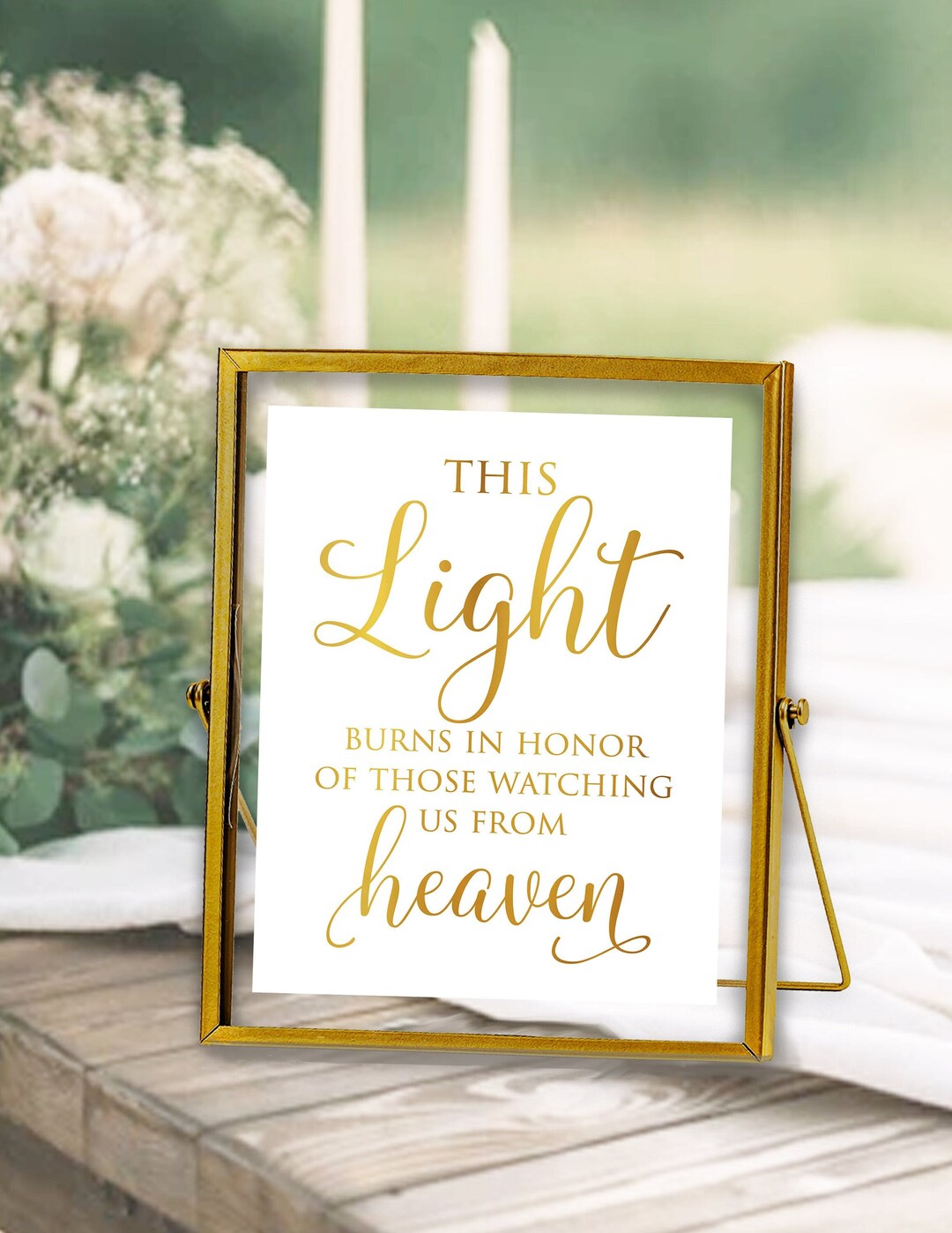 Gold Foil Wedding Memorial Sign, This Light Burns, in Loving Memory ...
