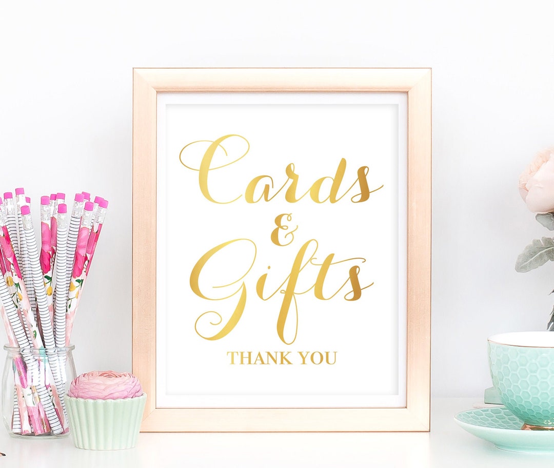 Cards and Gift Sign, Gold Wedding Signs, Birthday Party Signage ...