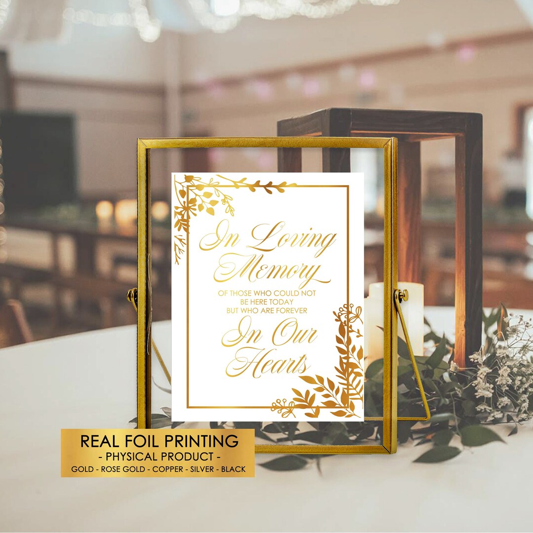 Gold Foil in Loving Memory Sign, Wedding Memorial Sign, Wedding Signs ...