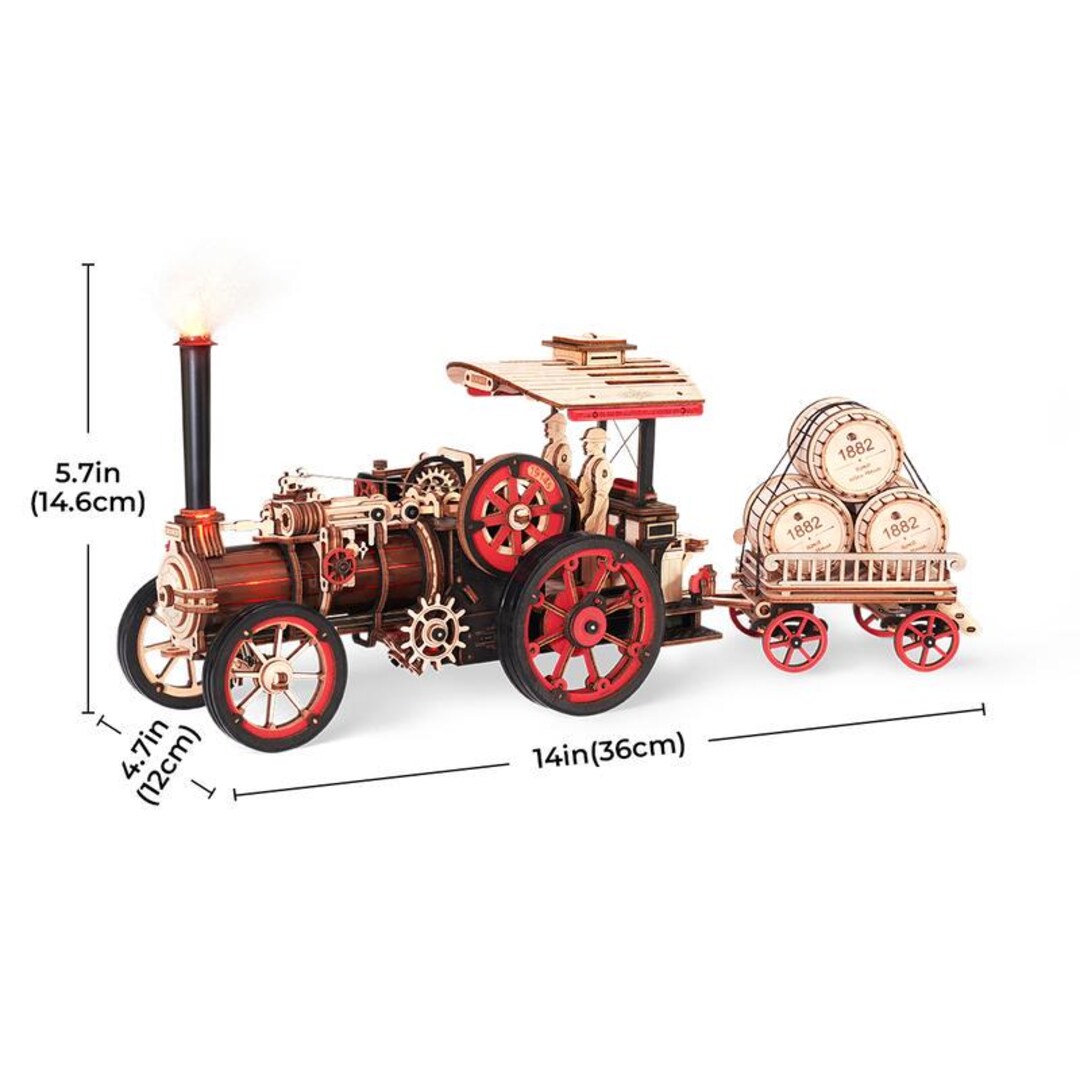 Rowood DIY 3D Wooden Puzzle - Steam Engine Mechanical Model Kit for ...