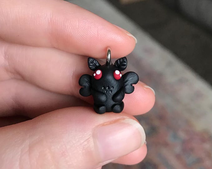 Little Mothman Charm, Miniature Moth Man Wearable Clay Art Keychain ...