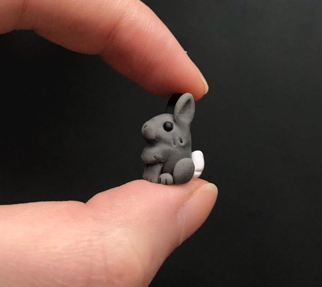 Gray Bunny Miniature Sculpted Figurine - Etsy