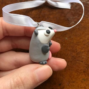 Possum Clay Ornament, Cute Opossum Animal Gift, Forest Critter Hanging ...