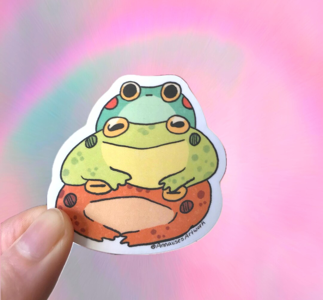 Frog and Toads Stacked Illustrated Sticker, Mini Die Cut Waterproof ...