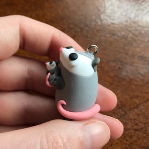 Possum Clay Ornament, Cute Momma and Baby Opossum Animal Gift, Forest ...