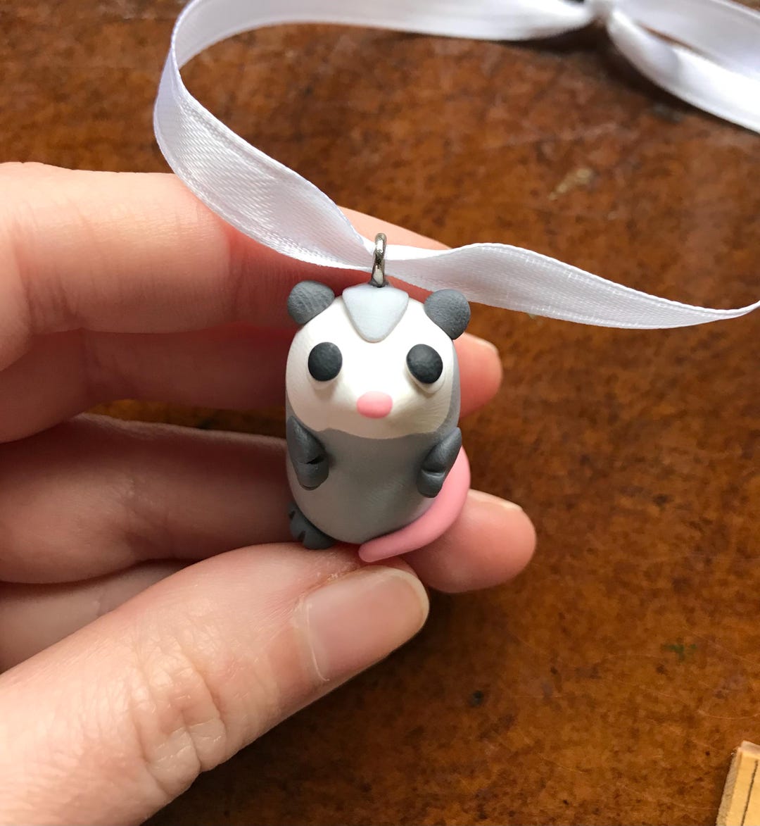 Possum Clay Ornament, Cute Opossum Animal Gift, Forest Critter Hanging ...