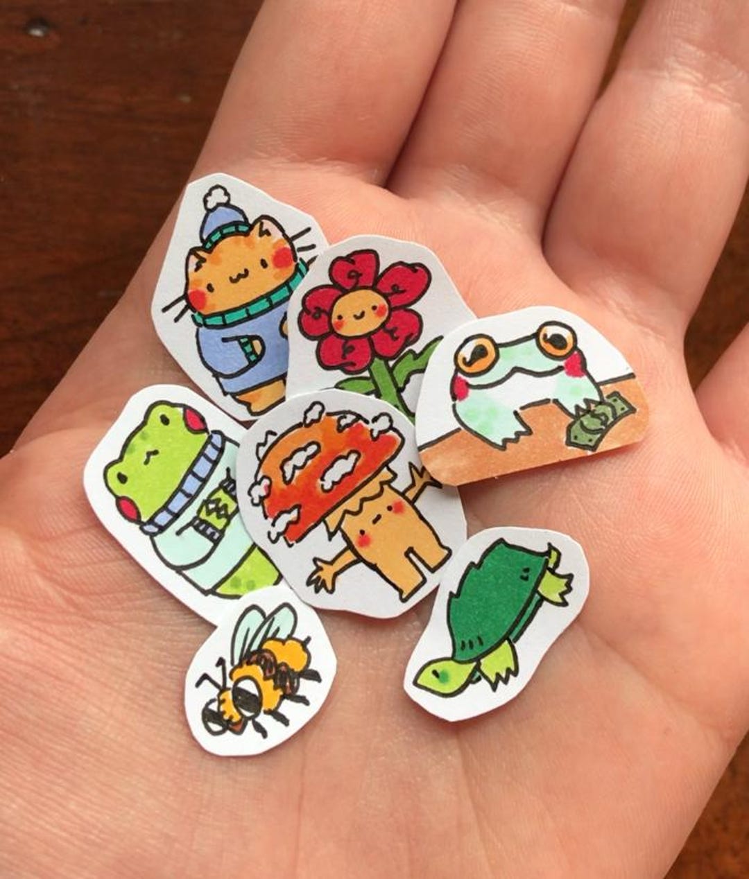 Original Art Doodle Stickers, Ink and Alcohol Marker Drawings, Plants ...